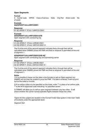 Sabre reservation manual | PDF