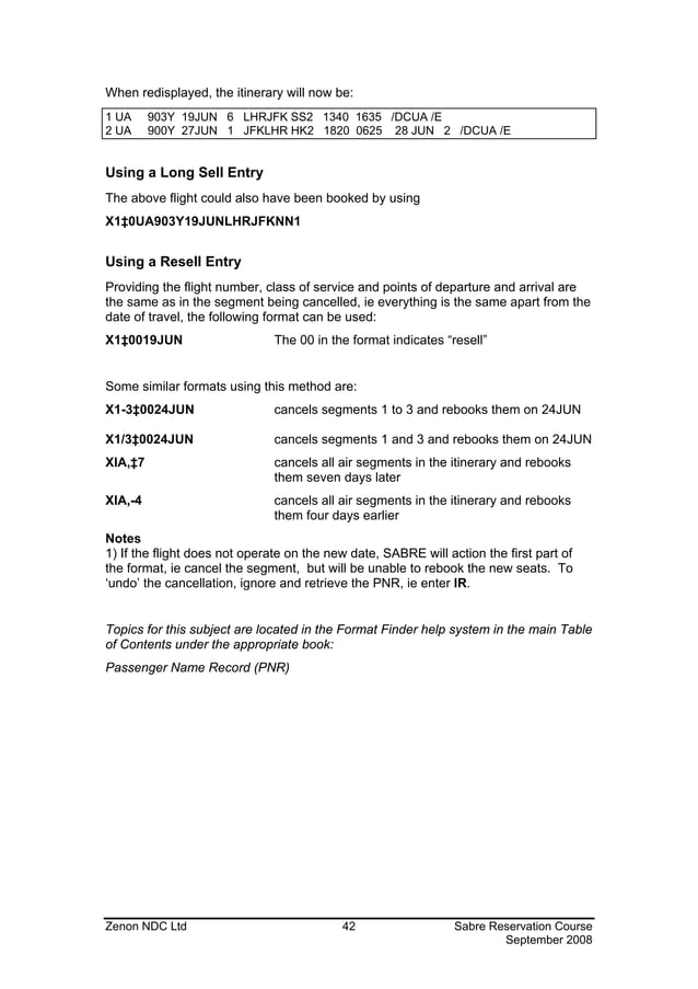 Sabre reservation manual | PDF