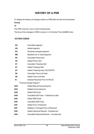 Sabre reservation manual | PDF