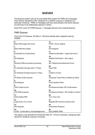 Sabre reservation manual | PDF