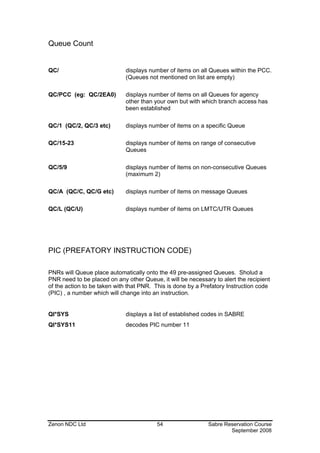 Sabre reservation manual | PDF