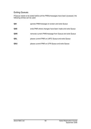 Sabre reservation manual | PDF