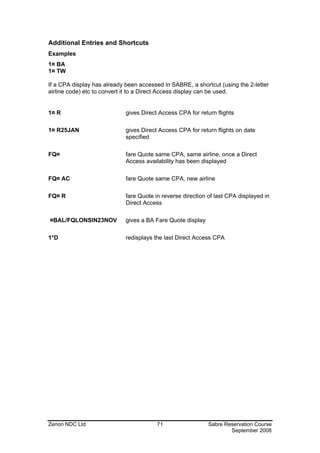 Sabre reservation manual | PDF