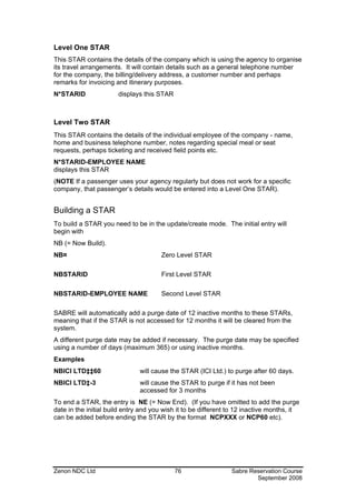 Sabre reservation manual | PDF