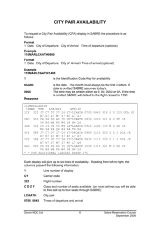 Sabre reservation manual | PDF