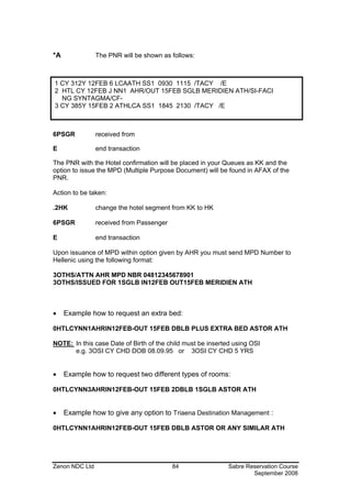 Sabre reservation manual | PDF