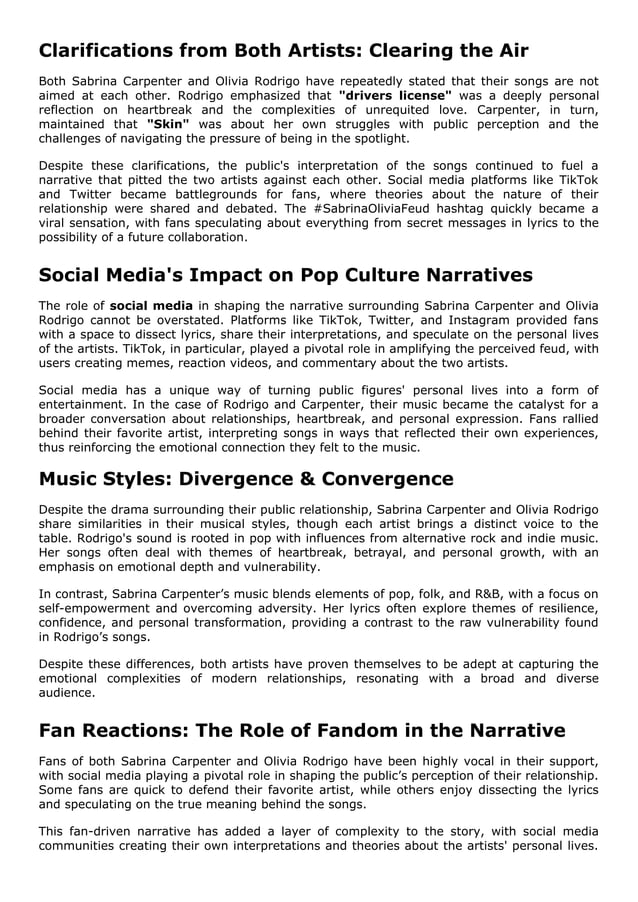 Sabrina Carpenter and Olivia Rodrigo_ Music, Rivalry, & Resilience ...