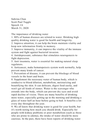 Sabrina ChanScott Paul TuggleSpeech 1AMarch 31, 2020The .docx