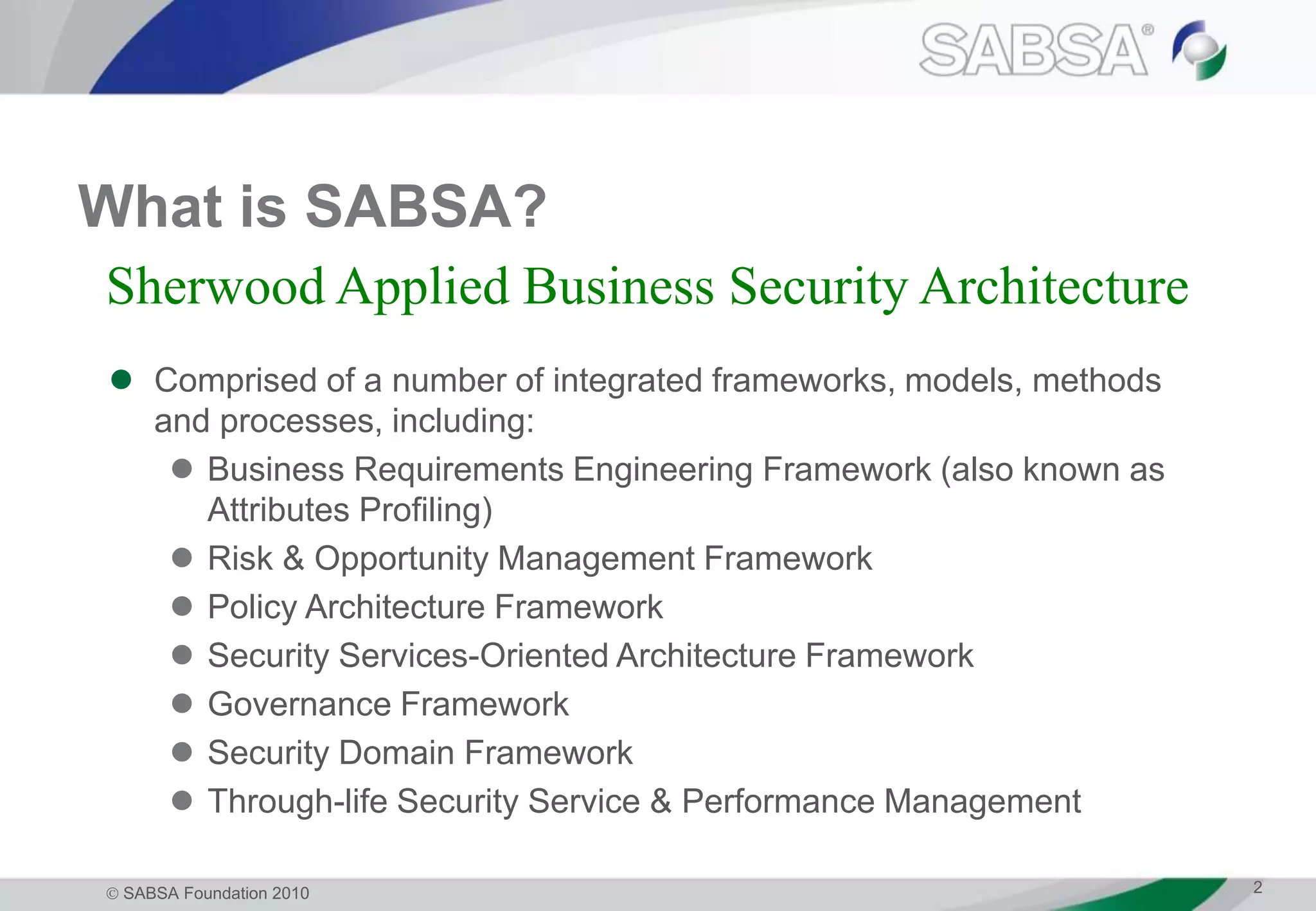 SABSA overview | PPTX
