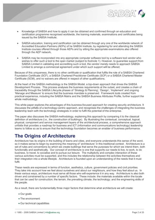 SABSA white paper | PDF | Computing | Technology & Computing