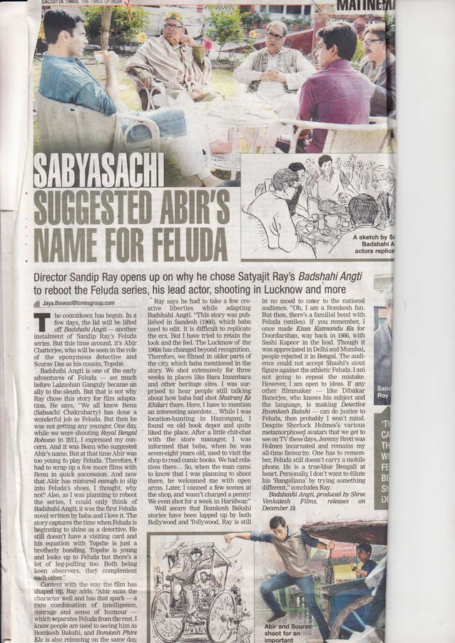 Sabyasachi suggested abir's name for feluda a film by kaustav ray ...
