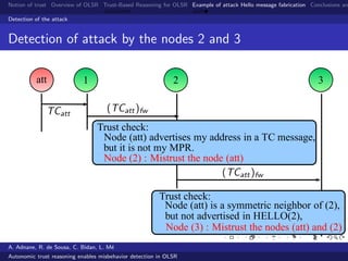 Autonomic trust reasoning enables misbehavior detection in OLSR | PPT