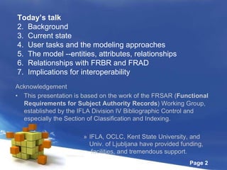 FRSAD Functional Requirements for Subject Authority Data model | PPT