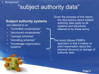 FRSAD Functional Requirements for Subject Authority Data model | PPT