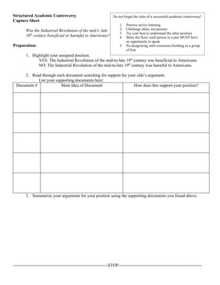 Sac capture sheet industrial revolution | PDF