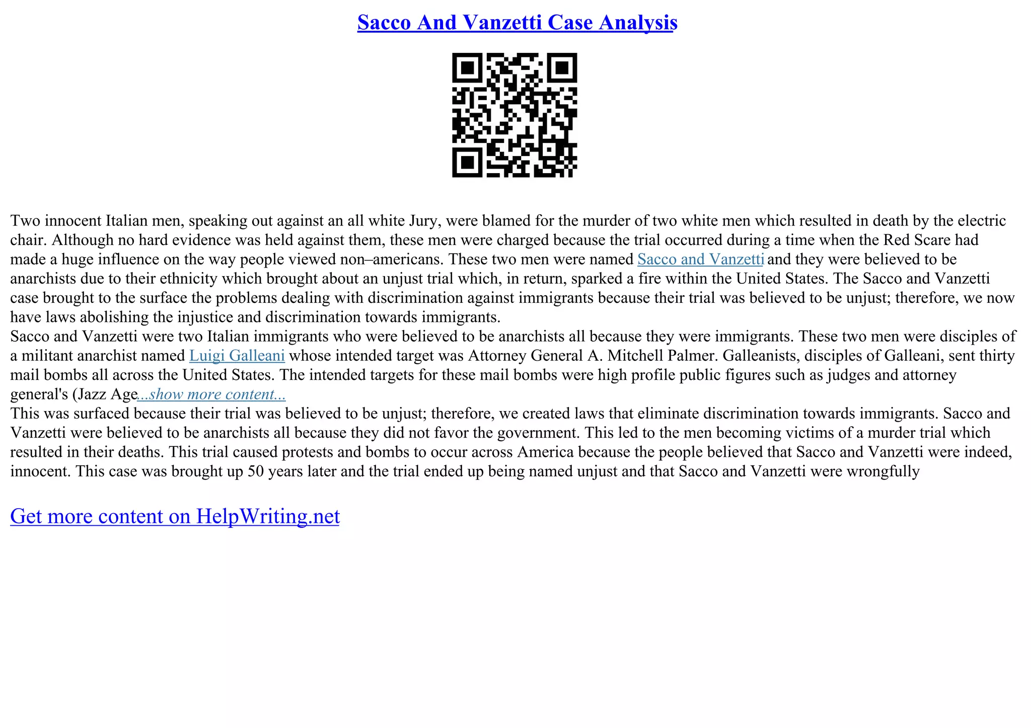 Sacco And Vanzetti Case Analysis | PPT