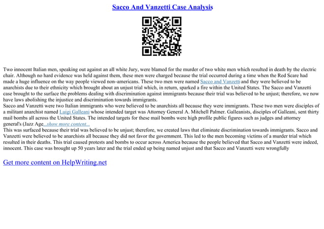 Sacco And Vanzetti Case Analysis | PPT