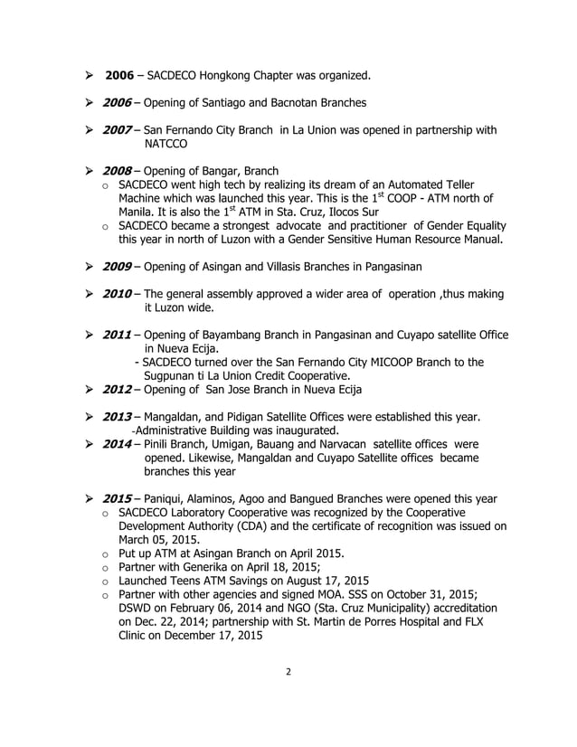 SACDECO Though The Years | PDF