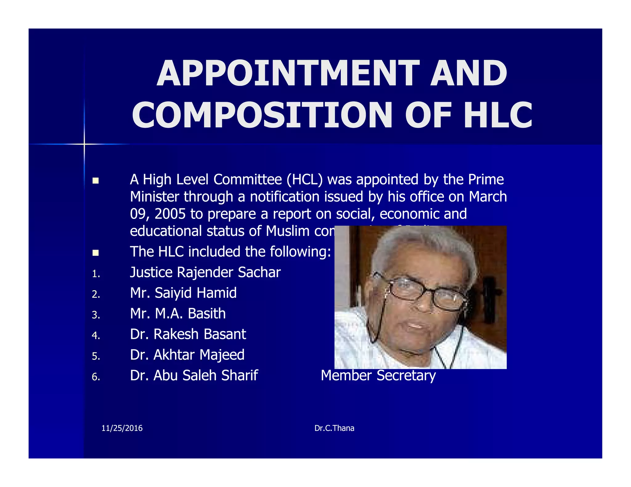 Sachar committee - Dr.C.Thanavathi | PPT