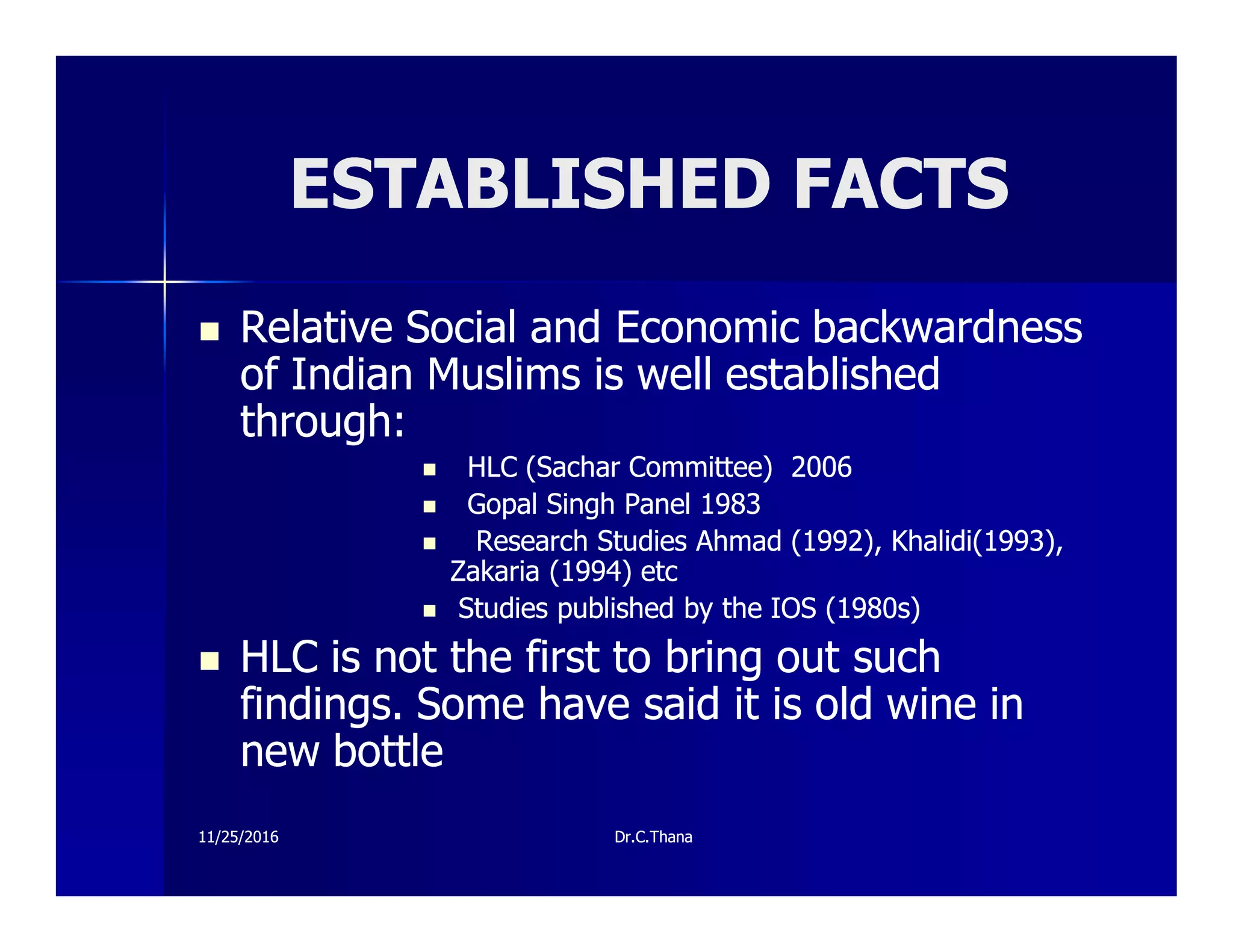 Sachar committee - Dr.C.Thanavathi | PPT