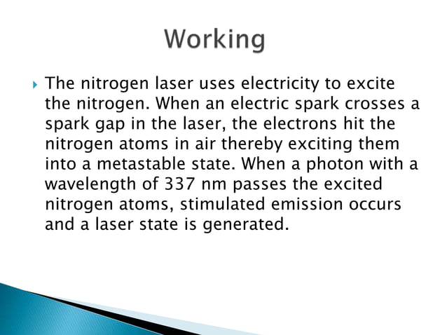 Nitogen laser ( N2 Laser ) | PPTX | Chemistry | Science
