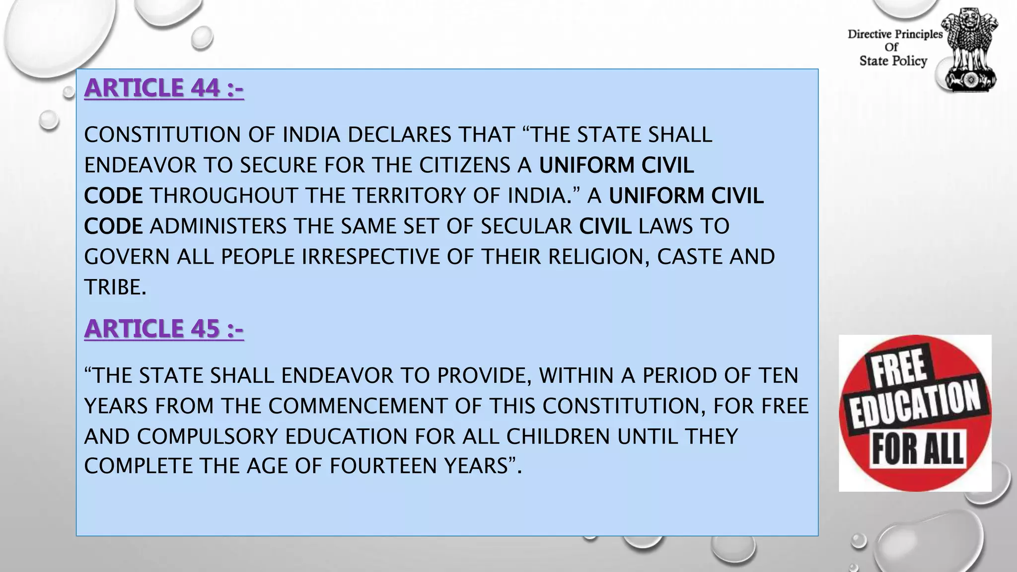 Directive Principles of State Policy | PPTX | Political Issues & policy ...