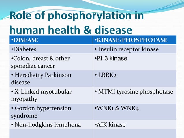protein phosphorylation | PPTX | Endocrine and Metabolic Diseases | Diseases and Conditions