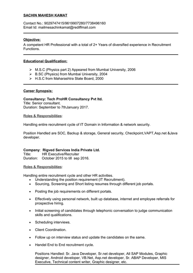 Sachin cv 10jan17 | PDF