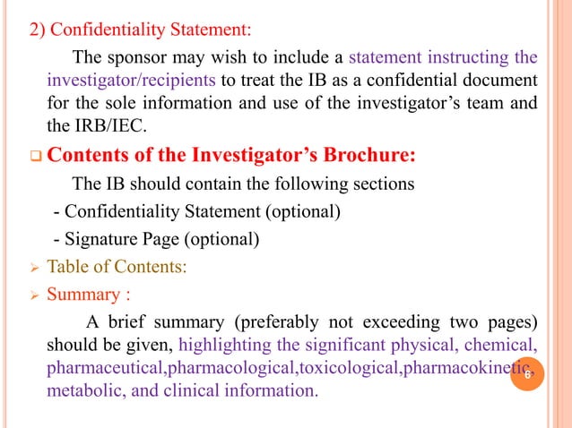 INVESTIGATOR’S BROCHURE (IB) | PPTX
