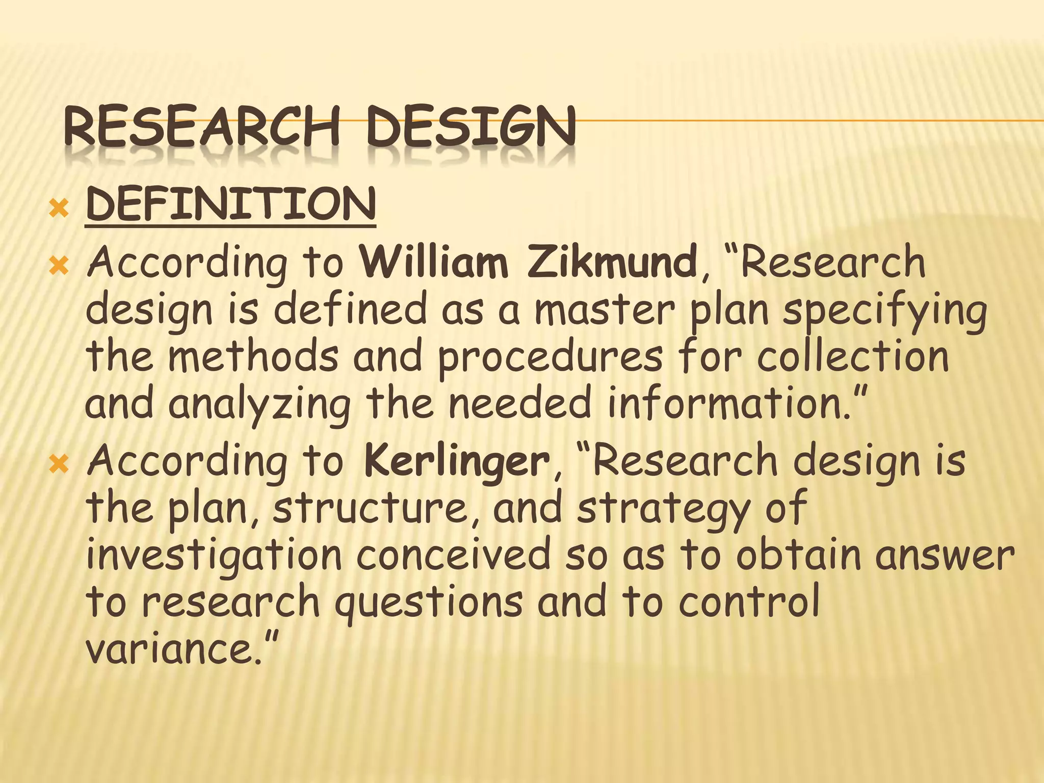 WHAT IS RESEARCH DESIGN ? EXPLAIN IMPORTANCE OF RESEARCH DESIGN | PPTX