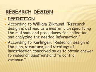 WHAT IS RESEARCH DESIGN ? EXPLAIN IMPORTANCE OF RESEARCH DESIGN | PPTX