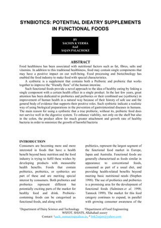 Synbiotics | PDF