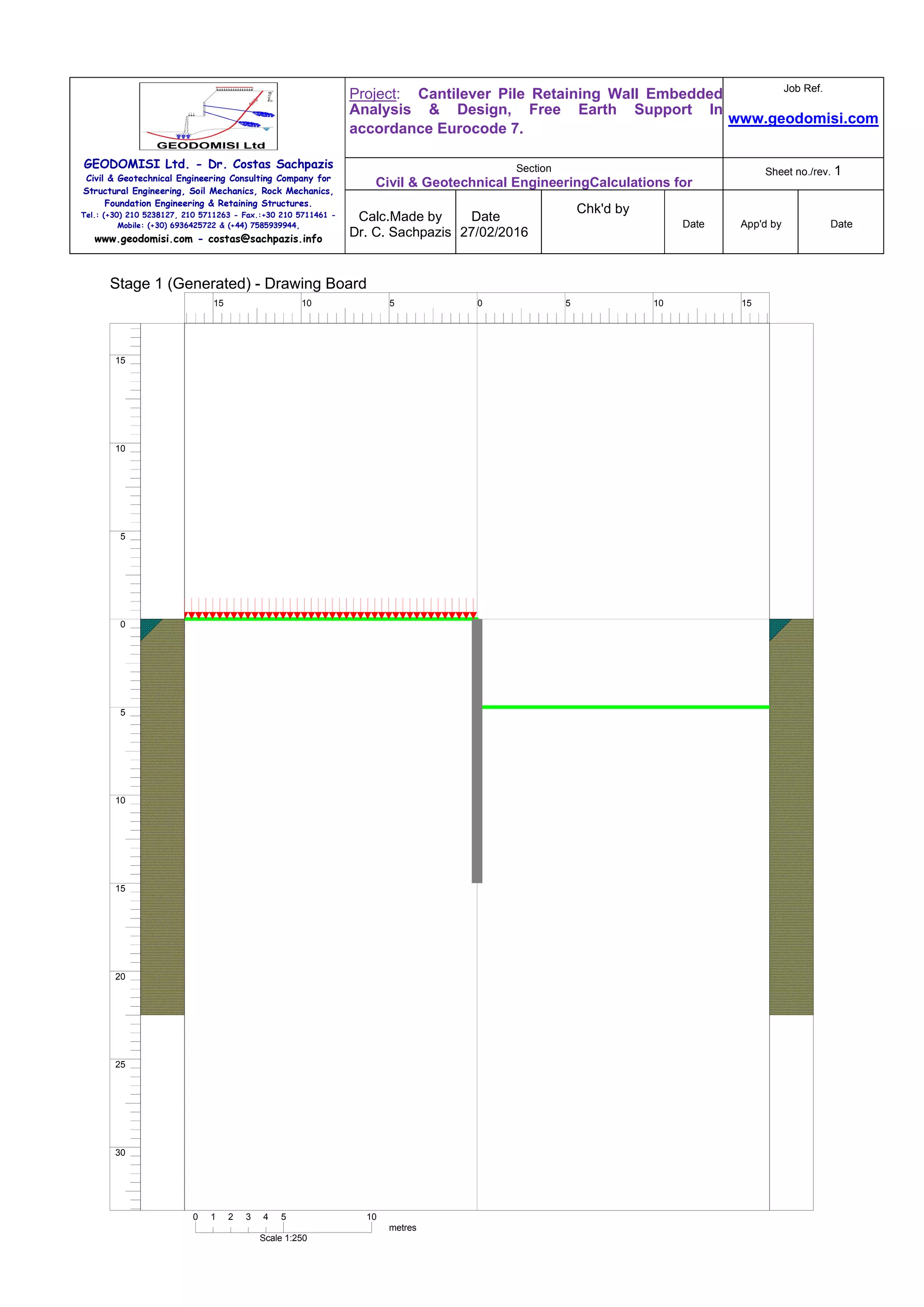 Sachpazis Cantilever Pile Retaining Wall Embedded, In accordance ...