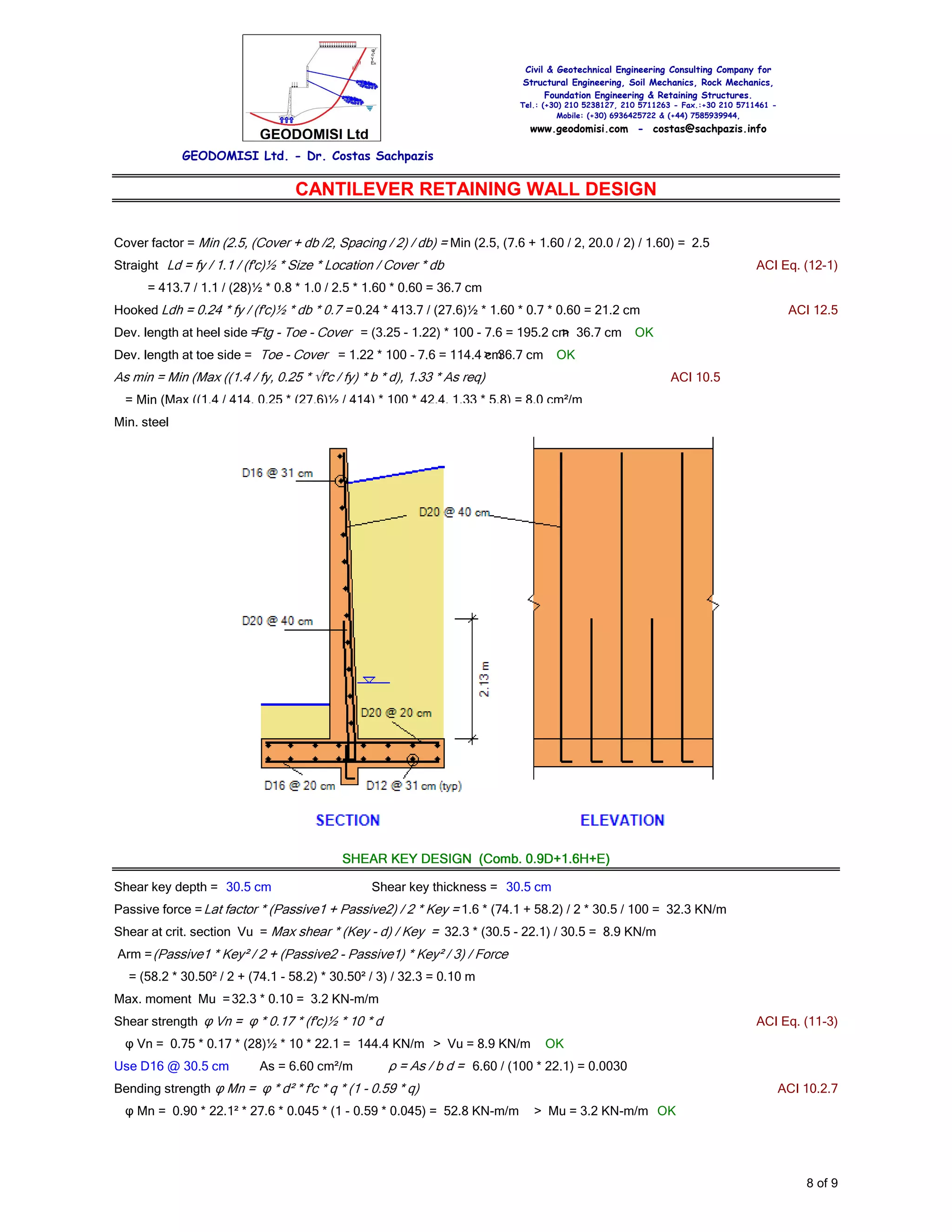 Sachpazis_CANTILEVER RETAINING WALL Analysis & DESIGN Example According ...