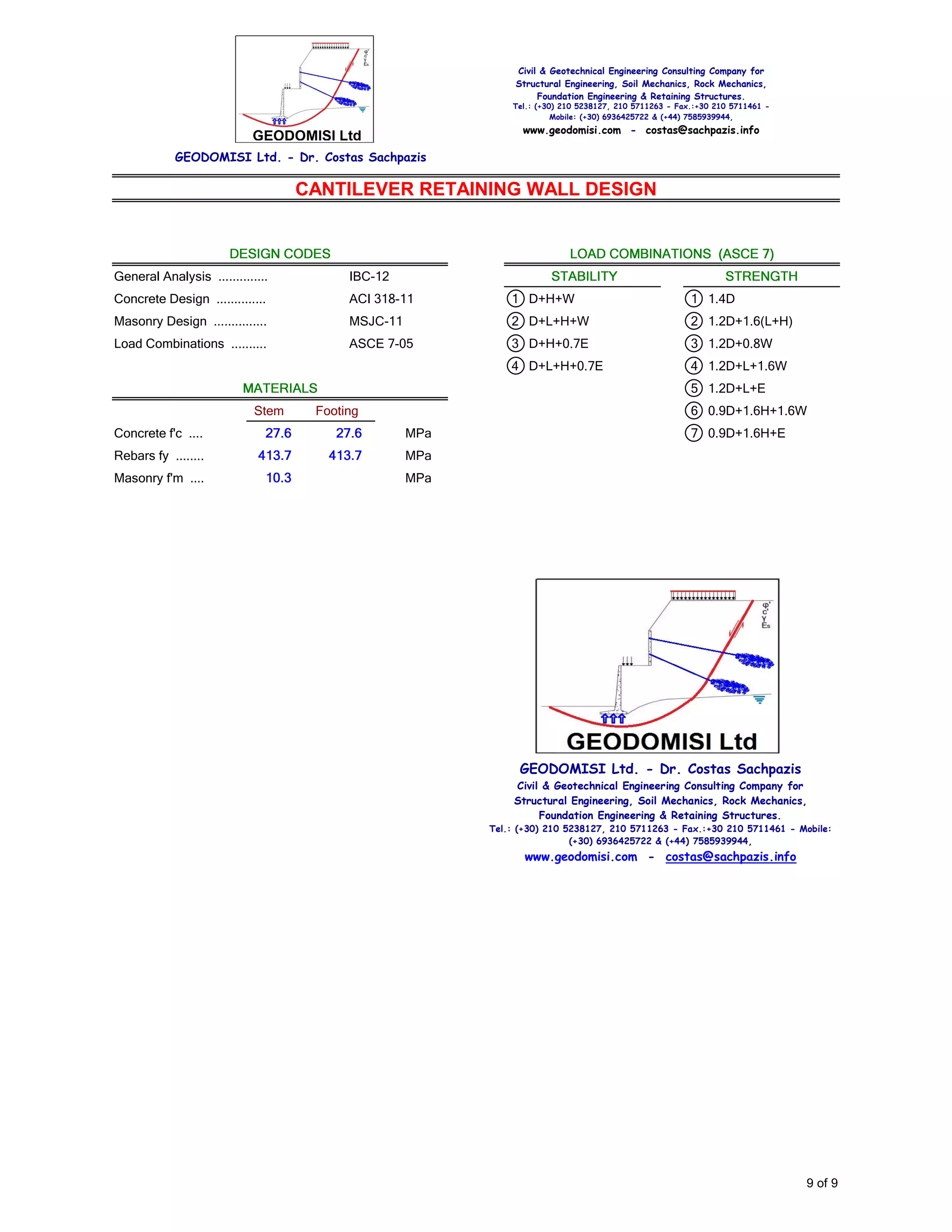 Sachpazis_CANTILEVER RETAINING WALL Analysis & DESIGN Example According ...