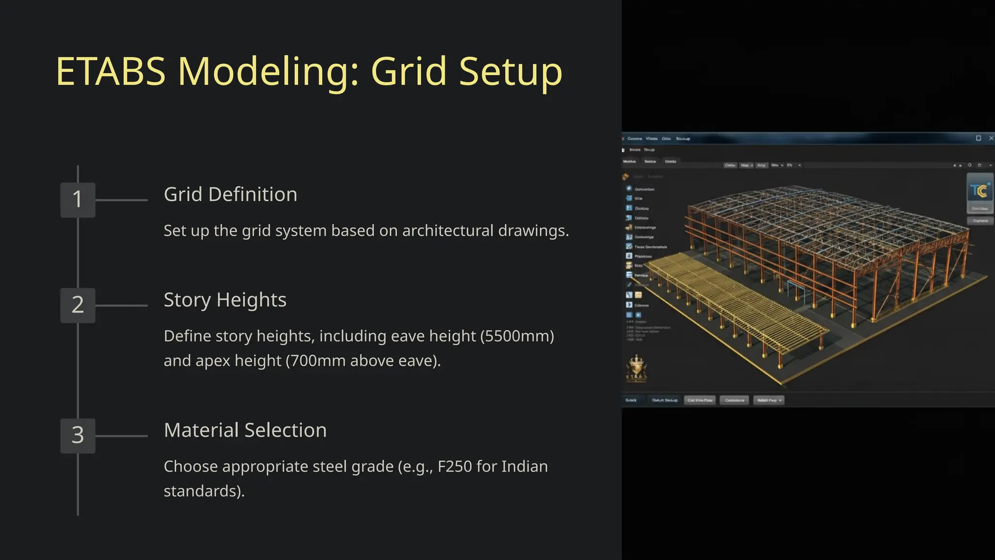 Sachpazis: Design of Steel Warehouse in ETABS | PPTX