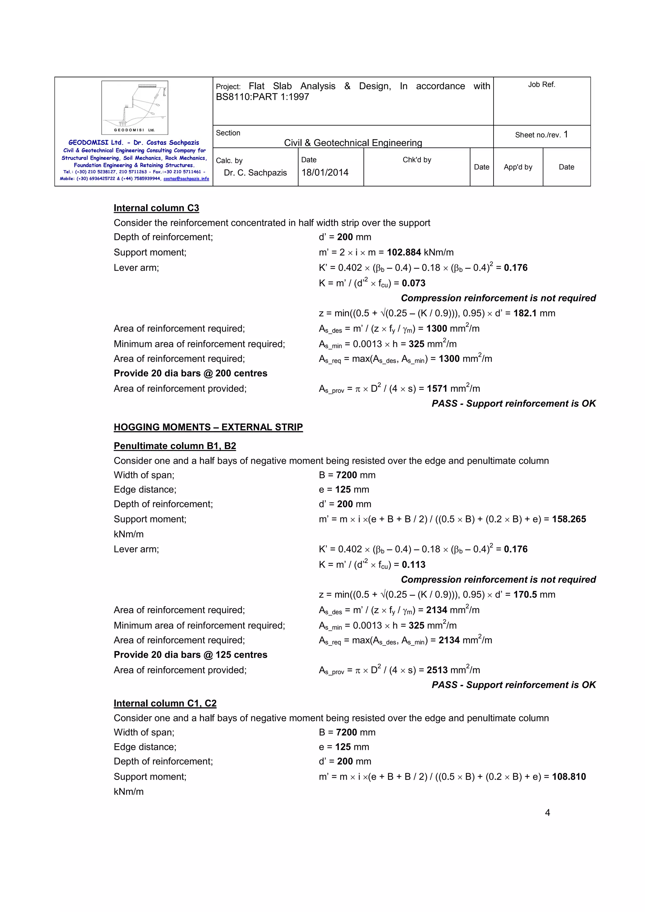 Sachpazis: Flat slab design to bs8110 part 1-1997 | PDF