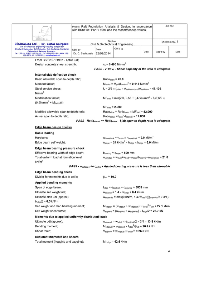 Sachpazis: Raft Foundation Analysis & Design BS8110:part 1-1997_plain slab with edge wall load ...