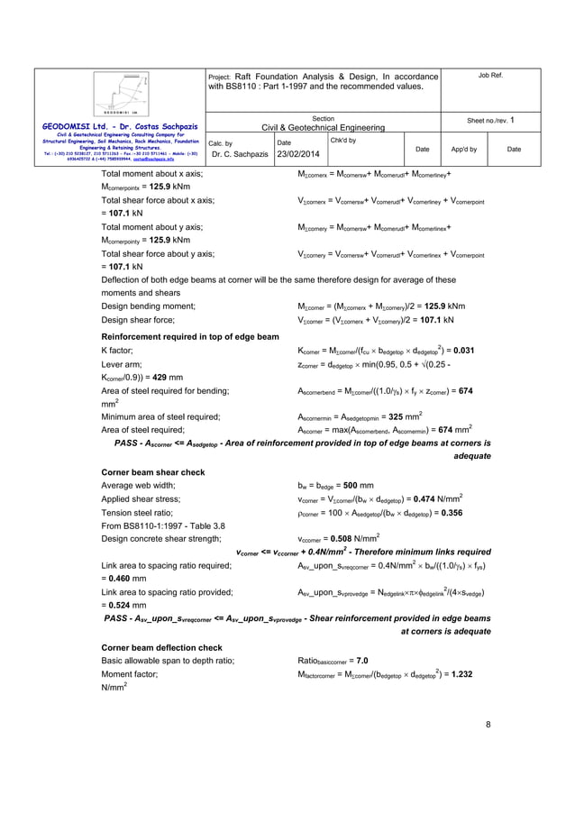Sachpazis: Raft Foundation Analysis & Design BS8110:part 1-1997_plain slab with edge wall load ...