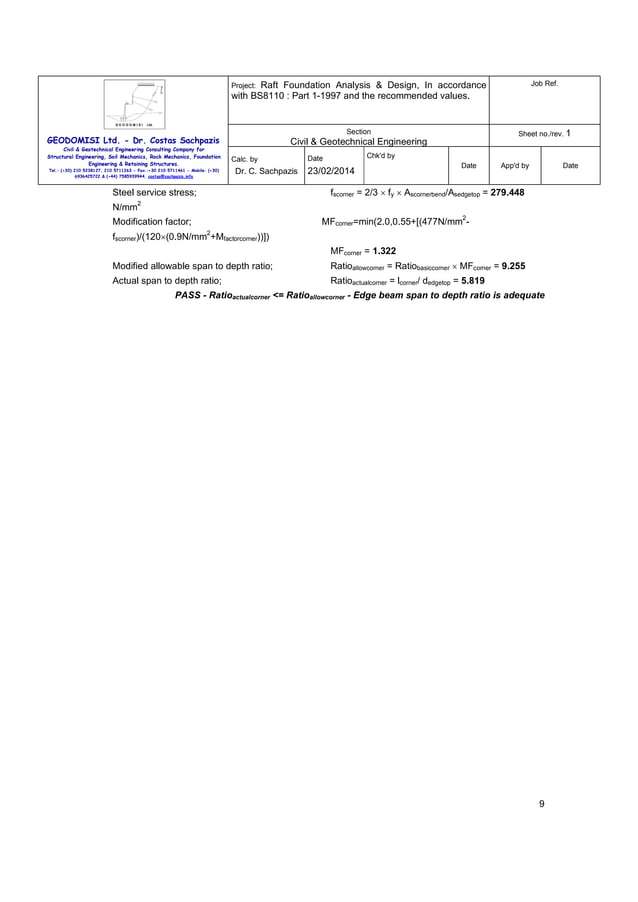 Sachpazis: Raft Foundation Analysis & Design BS8110:part 1-1997_plain slab with edge wall load ...