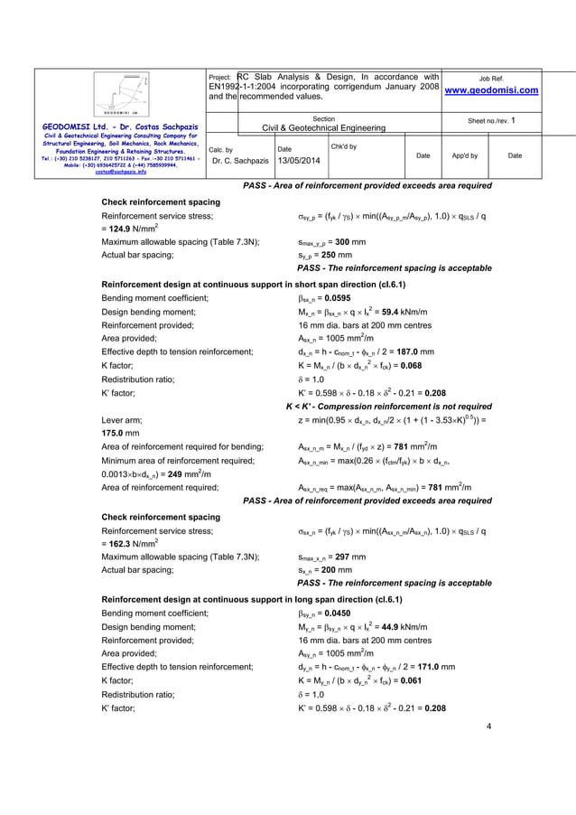 Sachpazis RC Slab Analysis and Design in accordance with EN 1992 1-1 ...