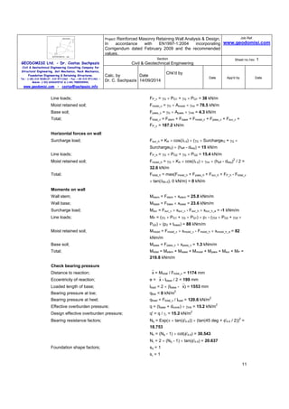 Sachpazis reinforced masonry retaining wall analysis & design, in accordance with en1997 12004 | PDF