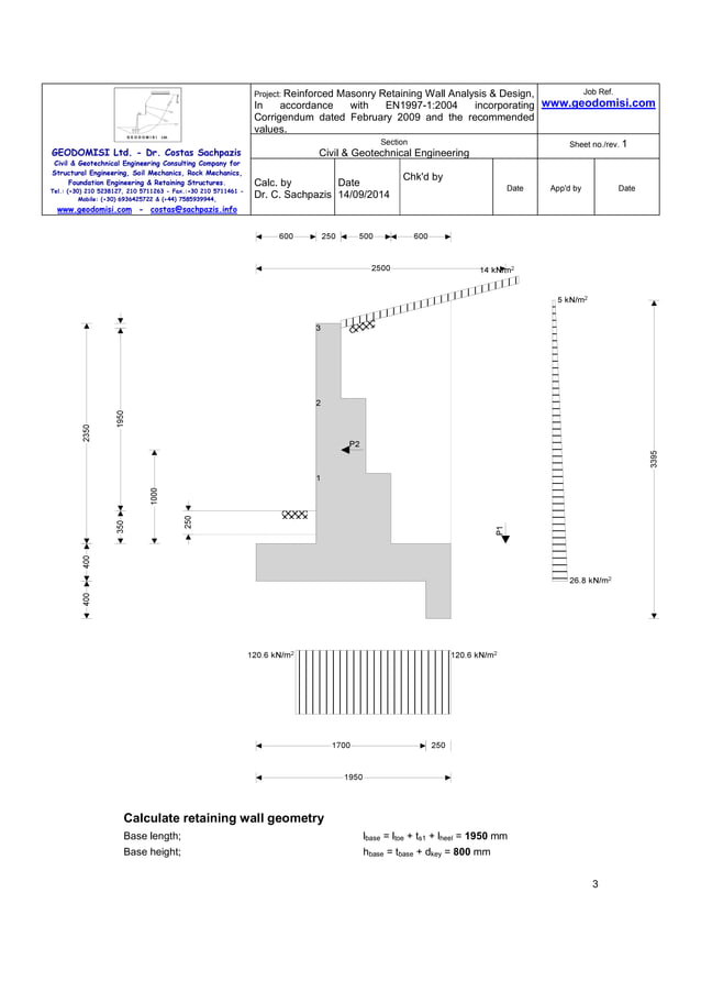 Sachpazis reinforced masonry retaining wall analysis & design, in ...