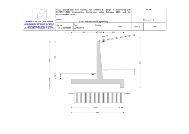 Sachpazis: Sloped rear face retaining wall example | PPT