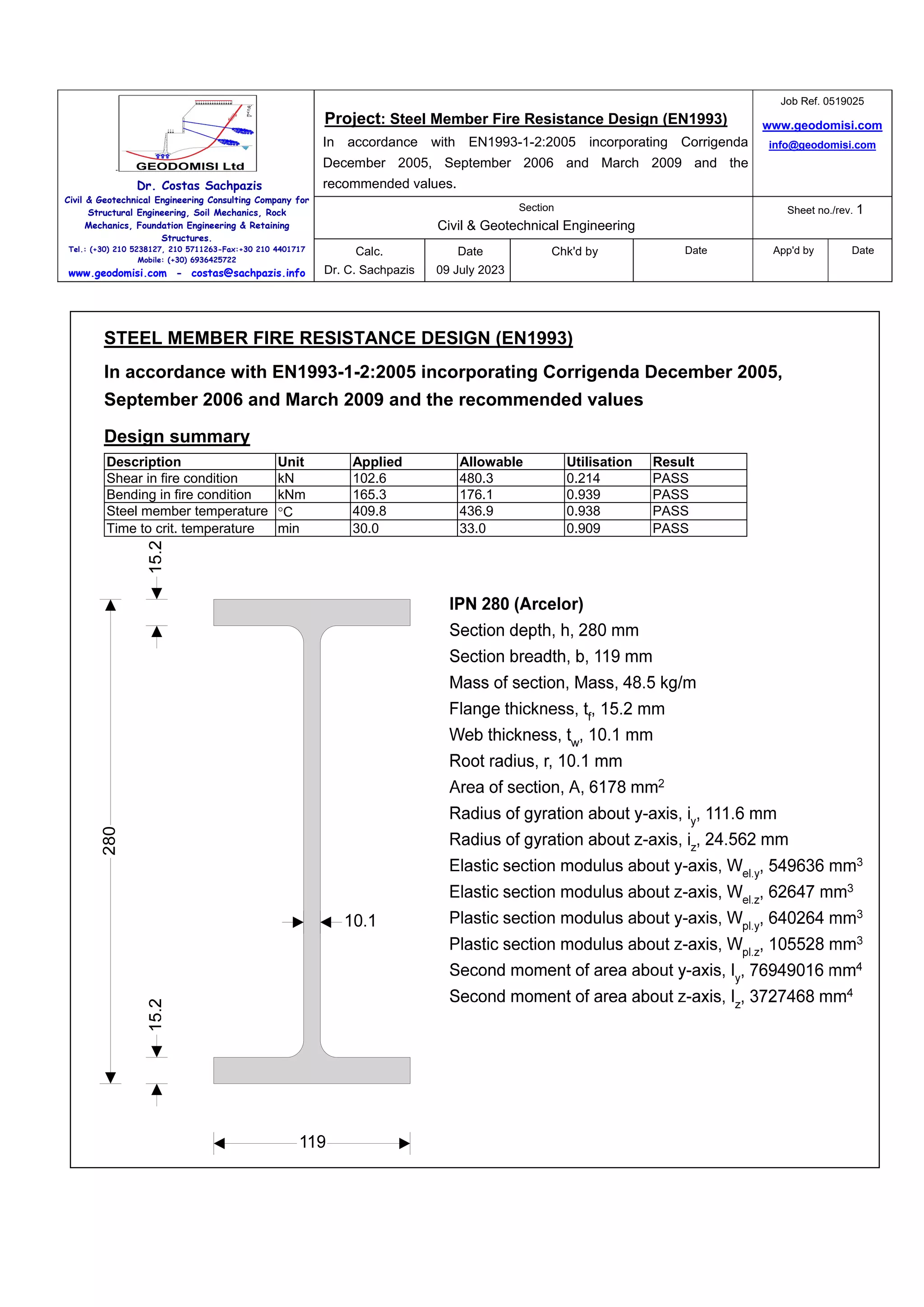 Sachpazis: Steel member fire resistance design to Eurocode 3 / Σαχπάζης ...
