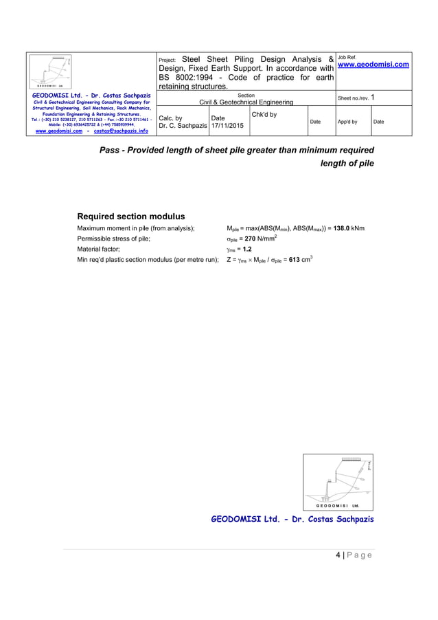 Sachpazis steel sheet piling analysis & design, fixed earth support in ...