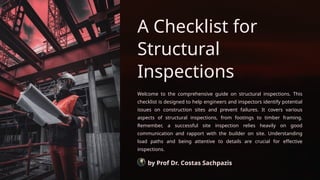 Sachpazis: A Checklist for Structural Inspections | PPTX