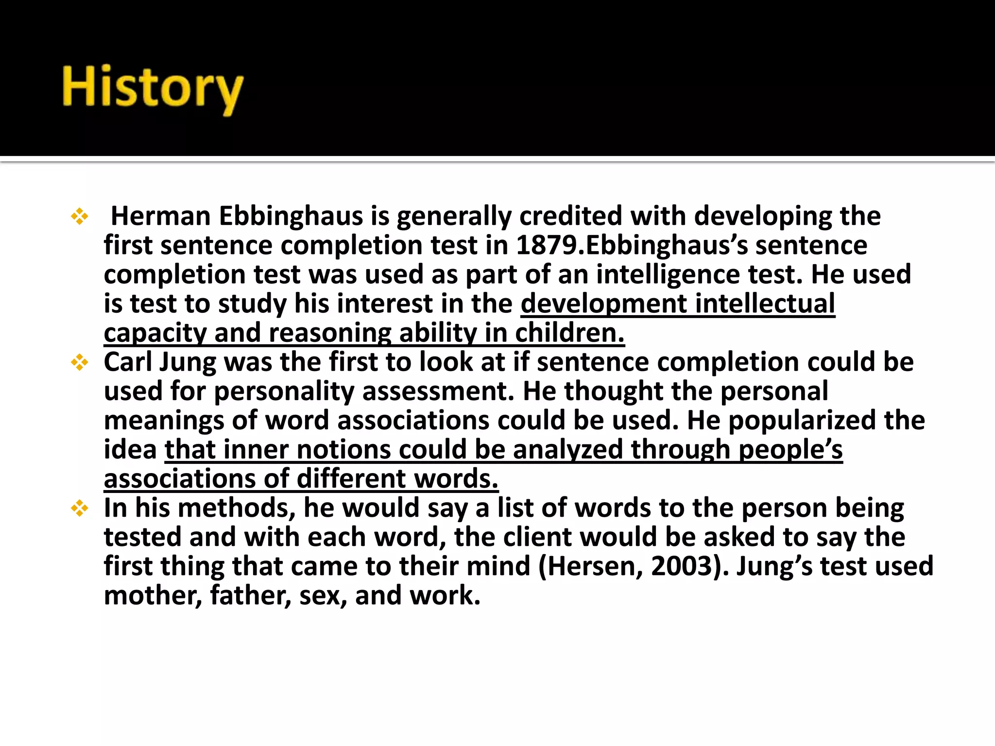 Sack s sentence completion test report | PPTX