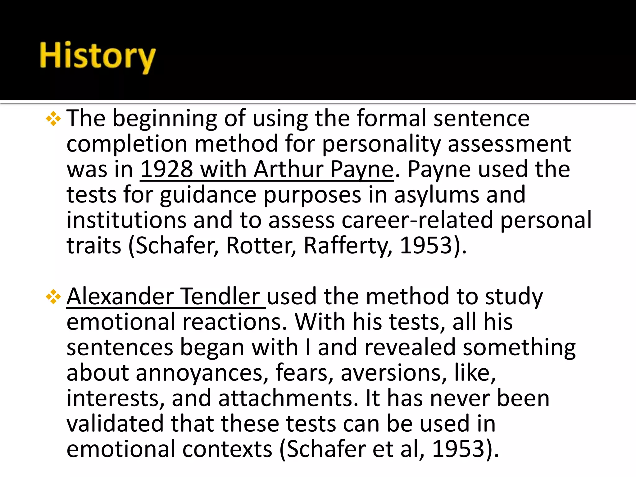 Sack s sentence completion test report | PPTX