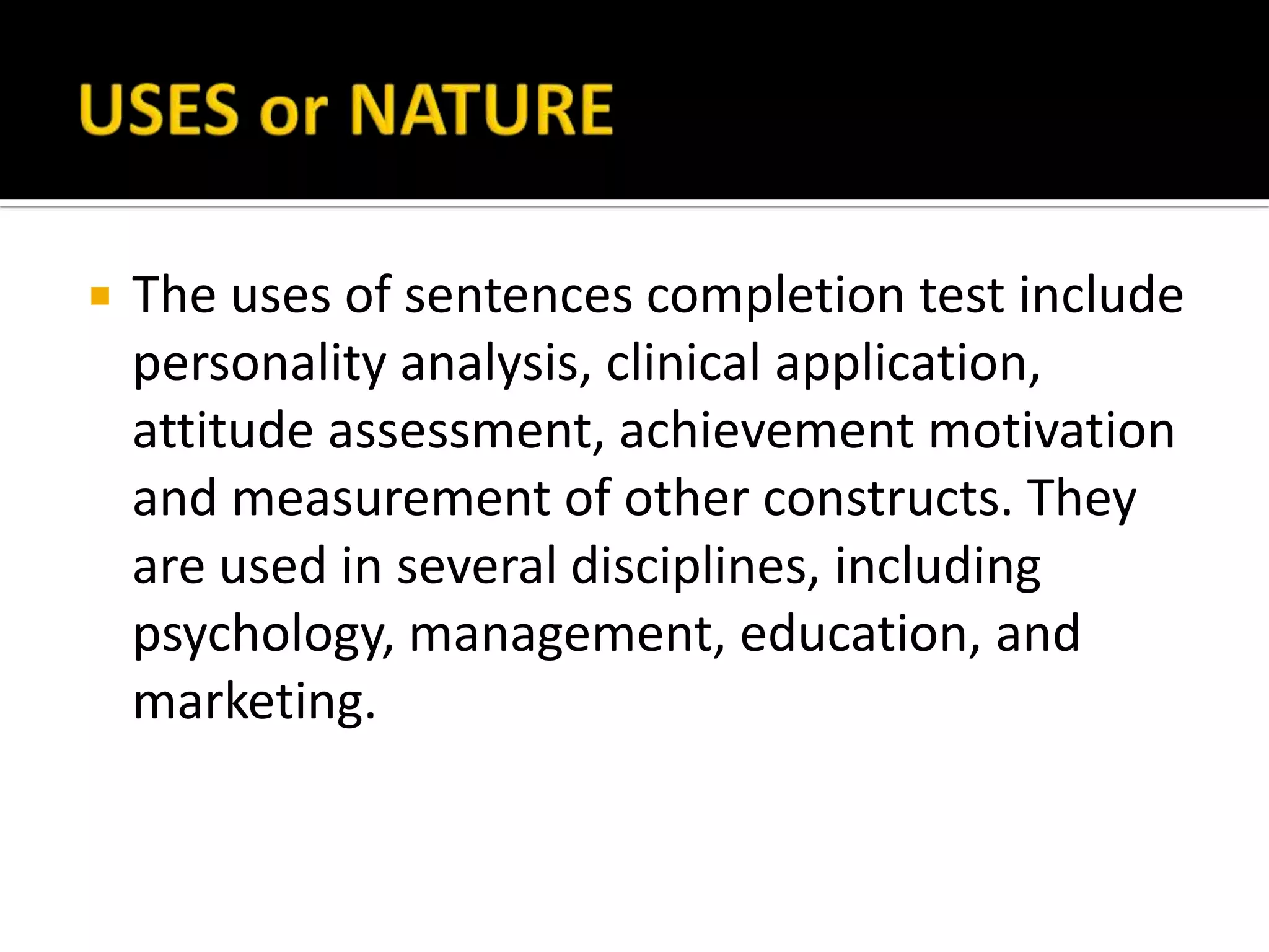 Sack s sentence completion test report | PPTX